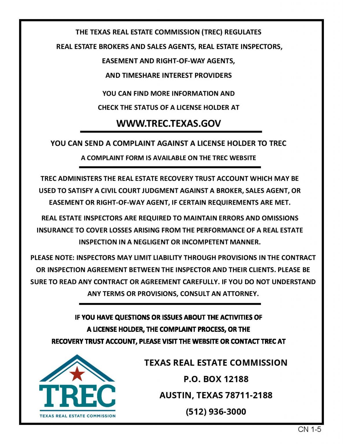 TREC Notice to Consumers - CodyChampagne.com